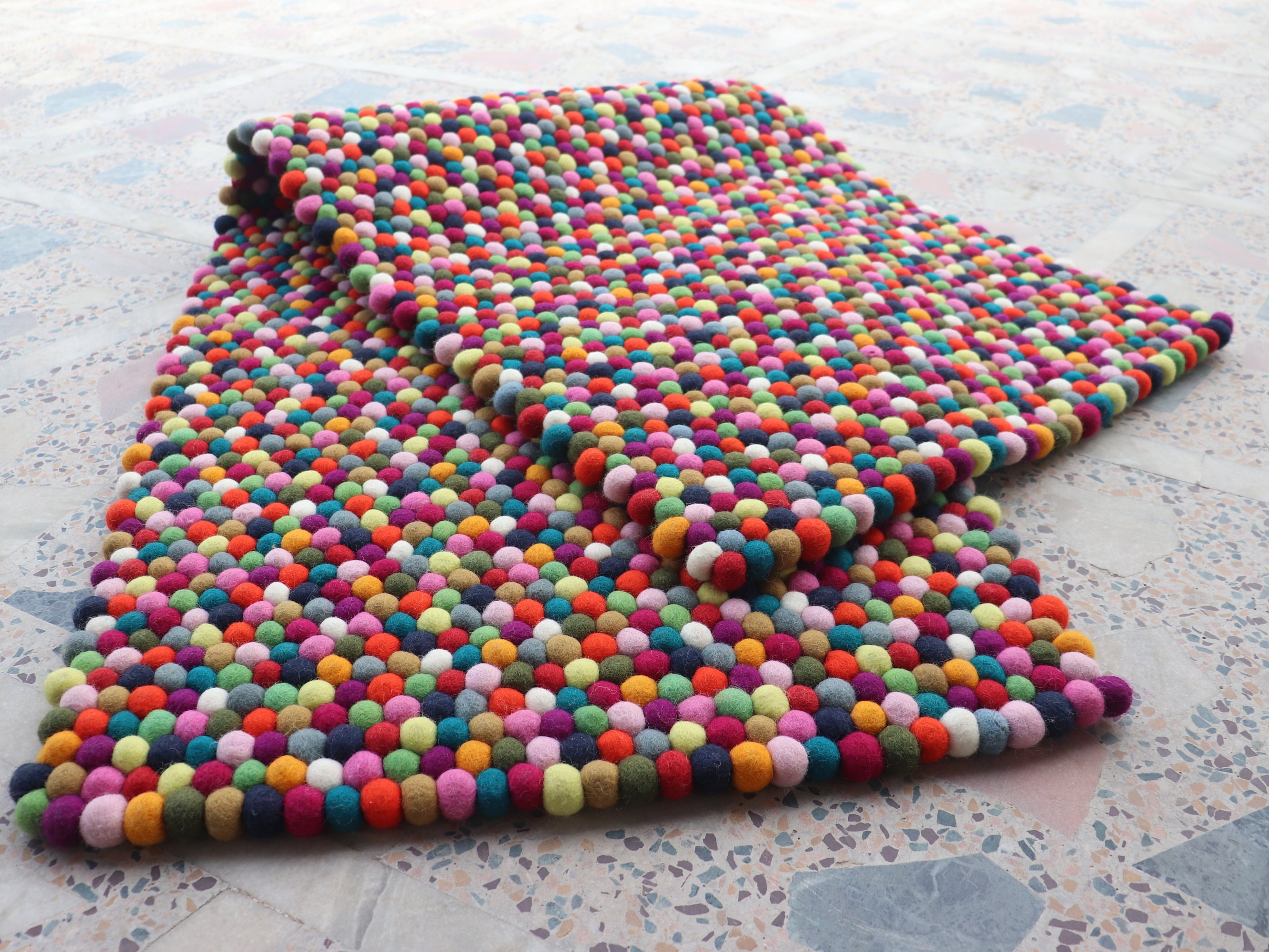 Adorable 90-300 Cm Woolen Felt Rug Rectangular Rug Made of - Etsy