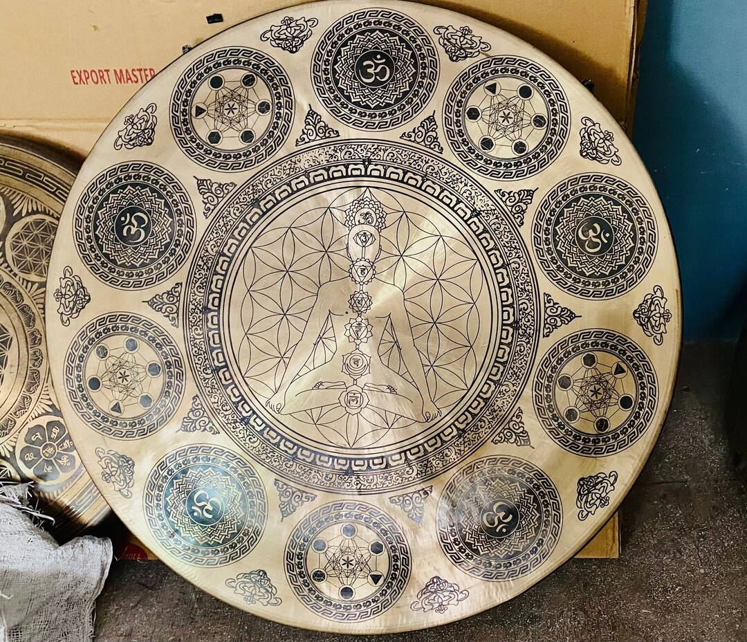 Seven Chakra Yogi Mantra Carved Himalayan Gong-tibetan Gong-chakra ...