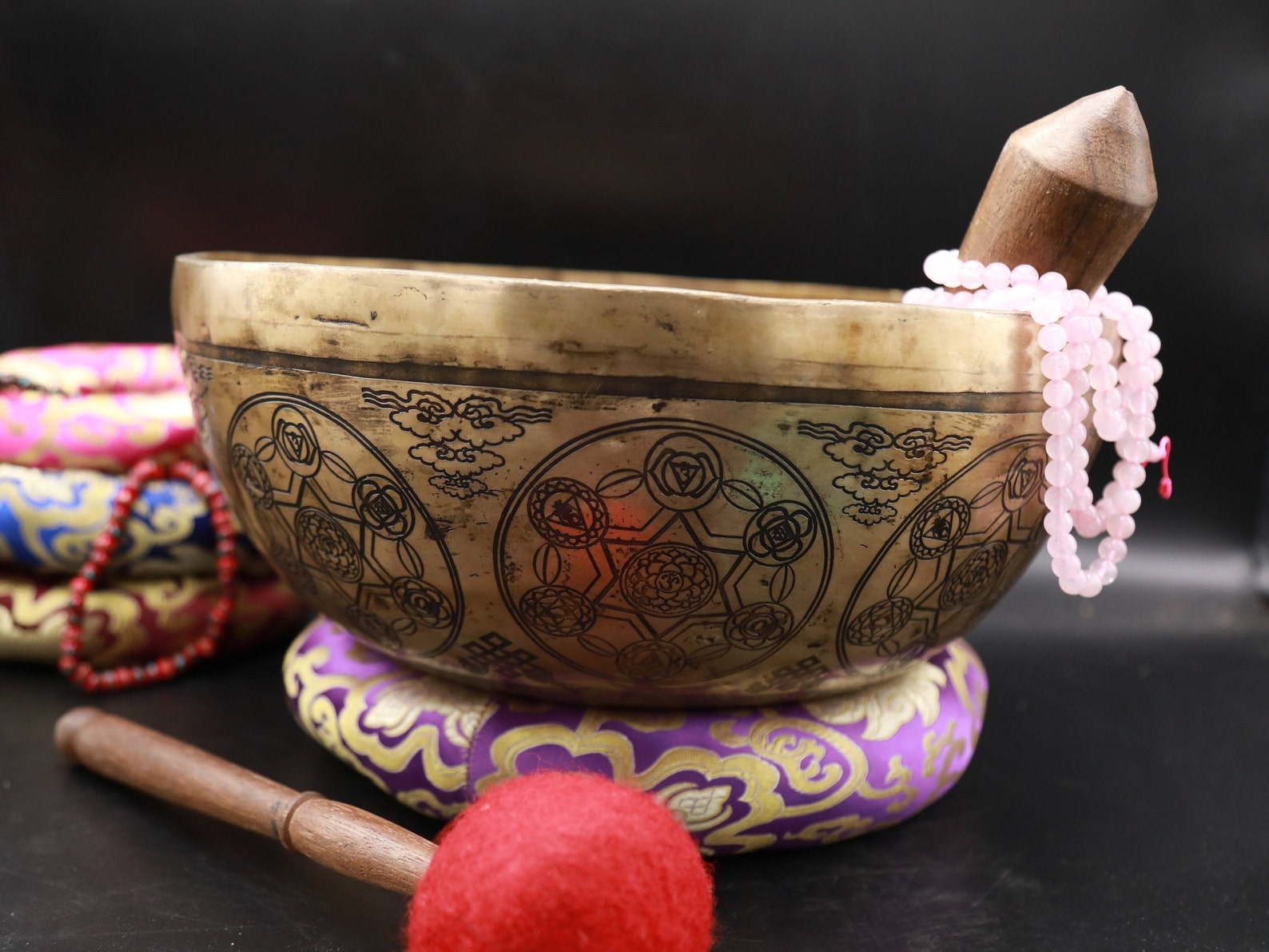 Special 13 Inches Lord Buddha Feet Engraved Singing Bowl, Tibetan ...