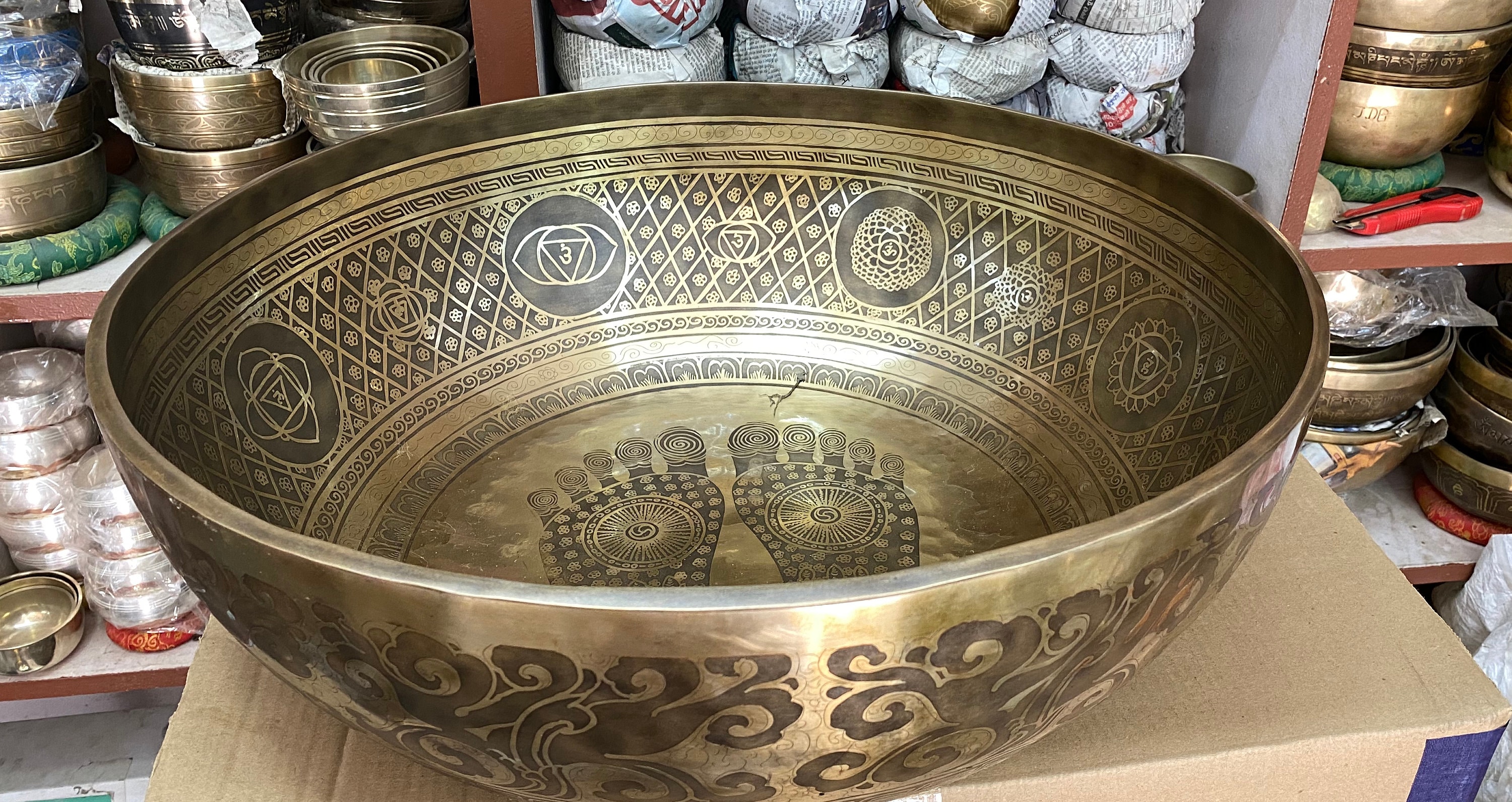 22 Inch Extra Large Singing Bowl Lord Buddha Feet Engraved | Etsy
