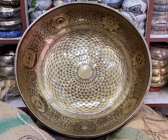 Extra Large Singing Bowl Gorgeous Flower of Life Etched Large - Etsy