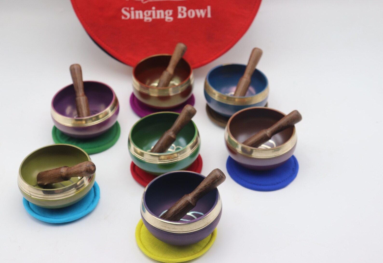 Tibetan singing bowls Set of 7 seven Colorful singing bowls | Etsy