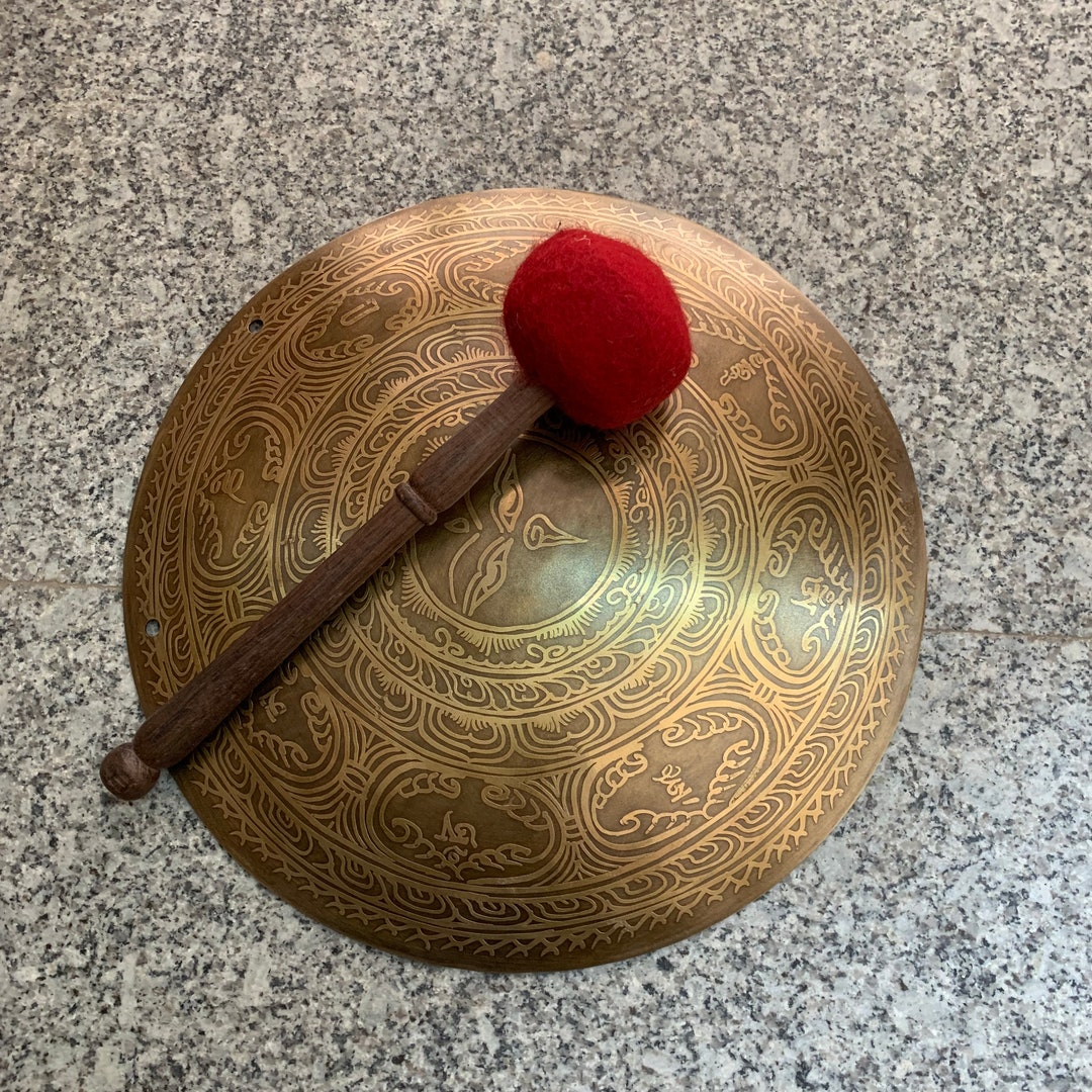 15 Inches Gong Bell Handmade in Nepal, Tibetan Gong Bell for Meditation ...
