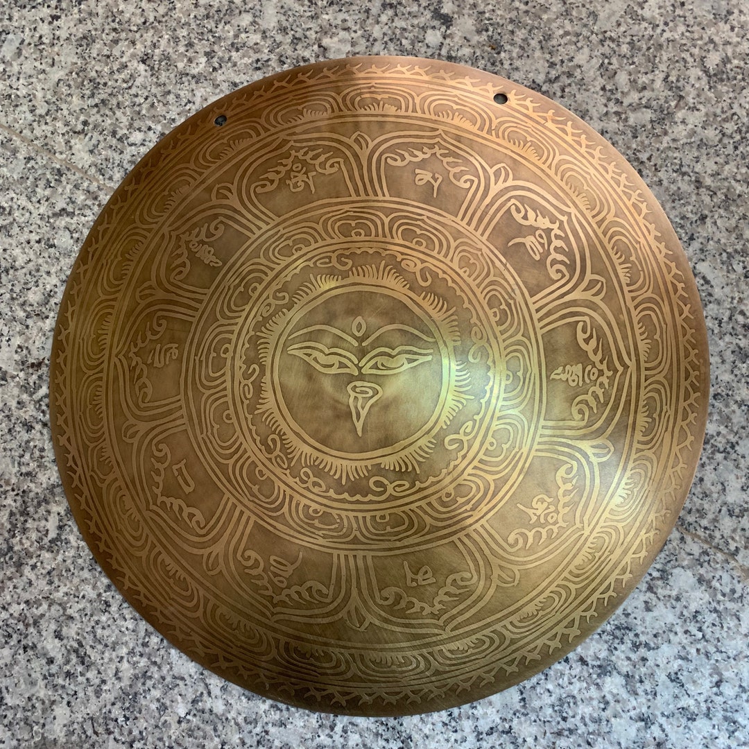 20 Inches Gong Bell Handmade in Nepal, Stunning Tibetan Gong Bell Comes ...