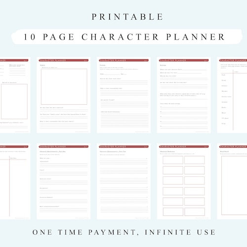 Printable 10 Page Character Planner A4 PDF Download - Etsy