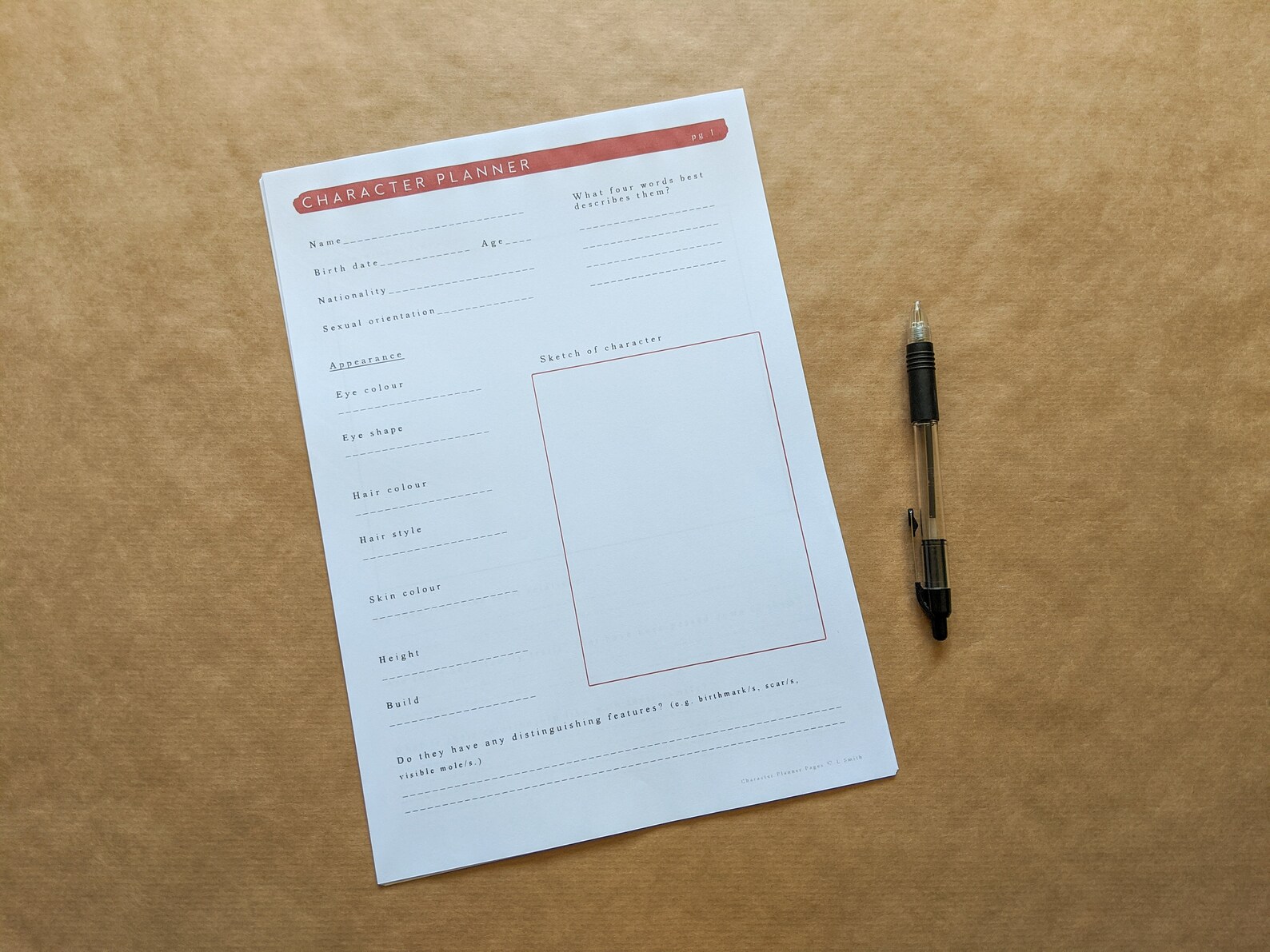 Printable 10 Page Character Planner A4 PDF Download - Etsy