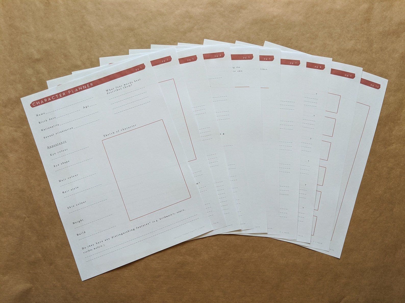 Printable 10 Page Character Planner A4 PDF Download - Etsy