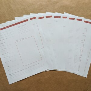Printable 10 Page Character Planner - A4 - PDF Download - Etsy