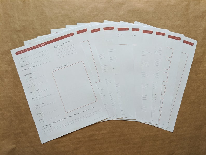 Printable 10 Page Character Planner A4 PDF Download - Etsy
