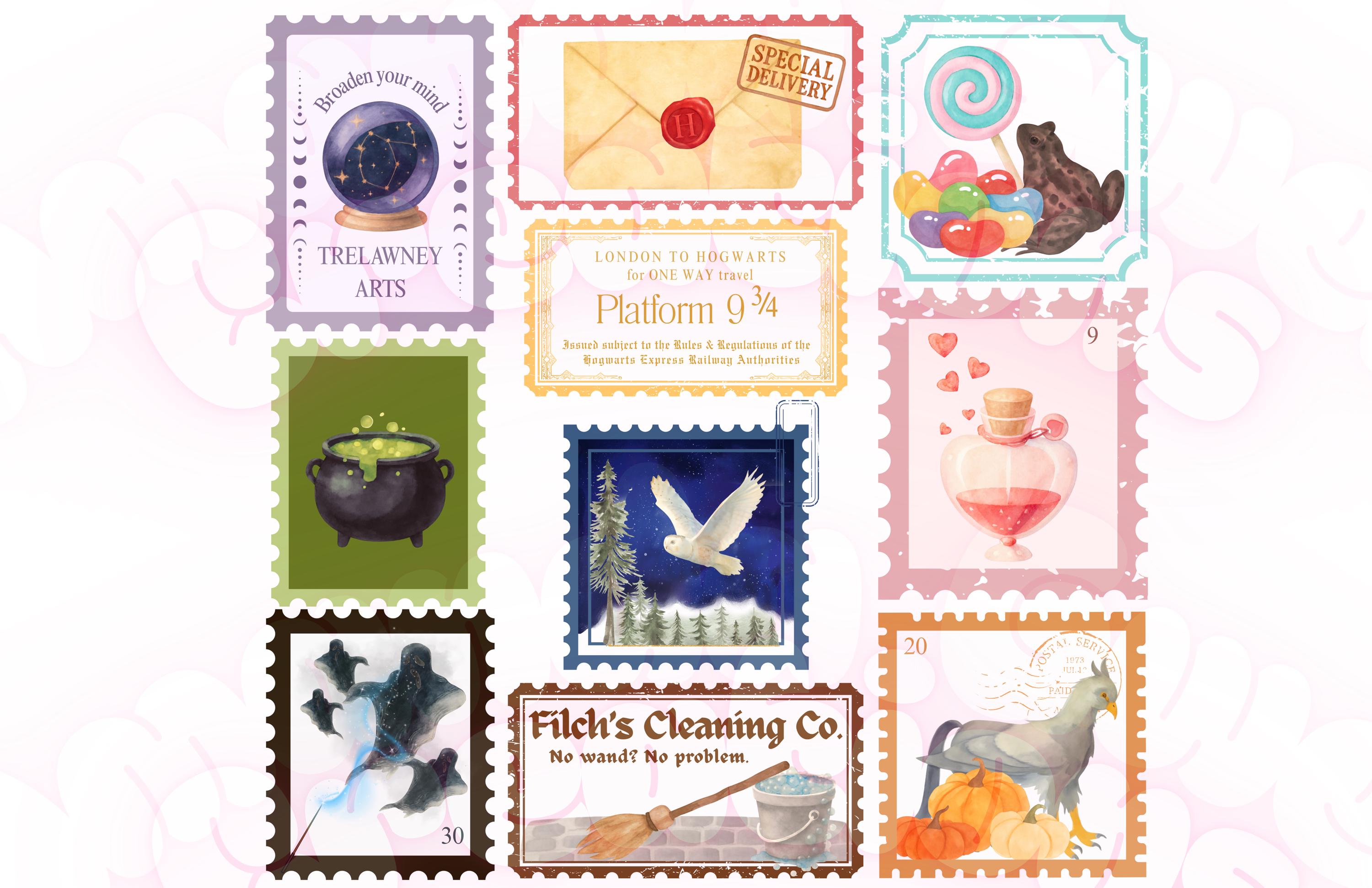 Harry Potter Inspired Hogwarts Stamps PNG Download Digital Design, DTF ...