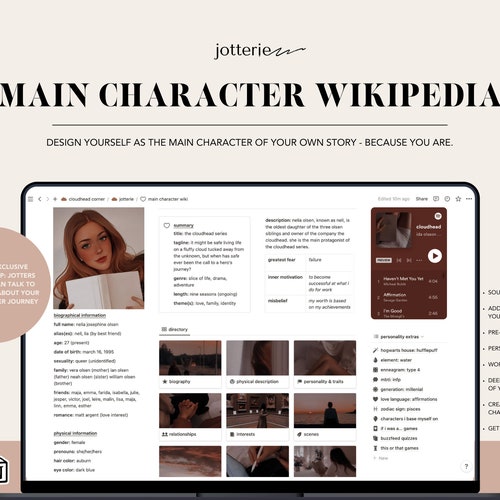 Main Character Planner Template for Notion Notion Organize - Etsy