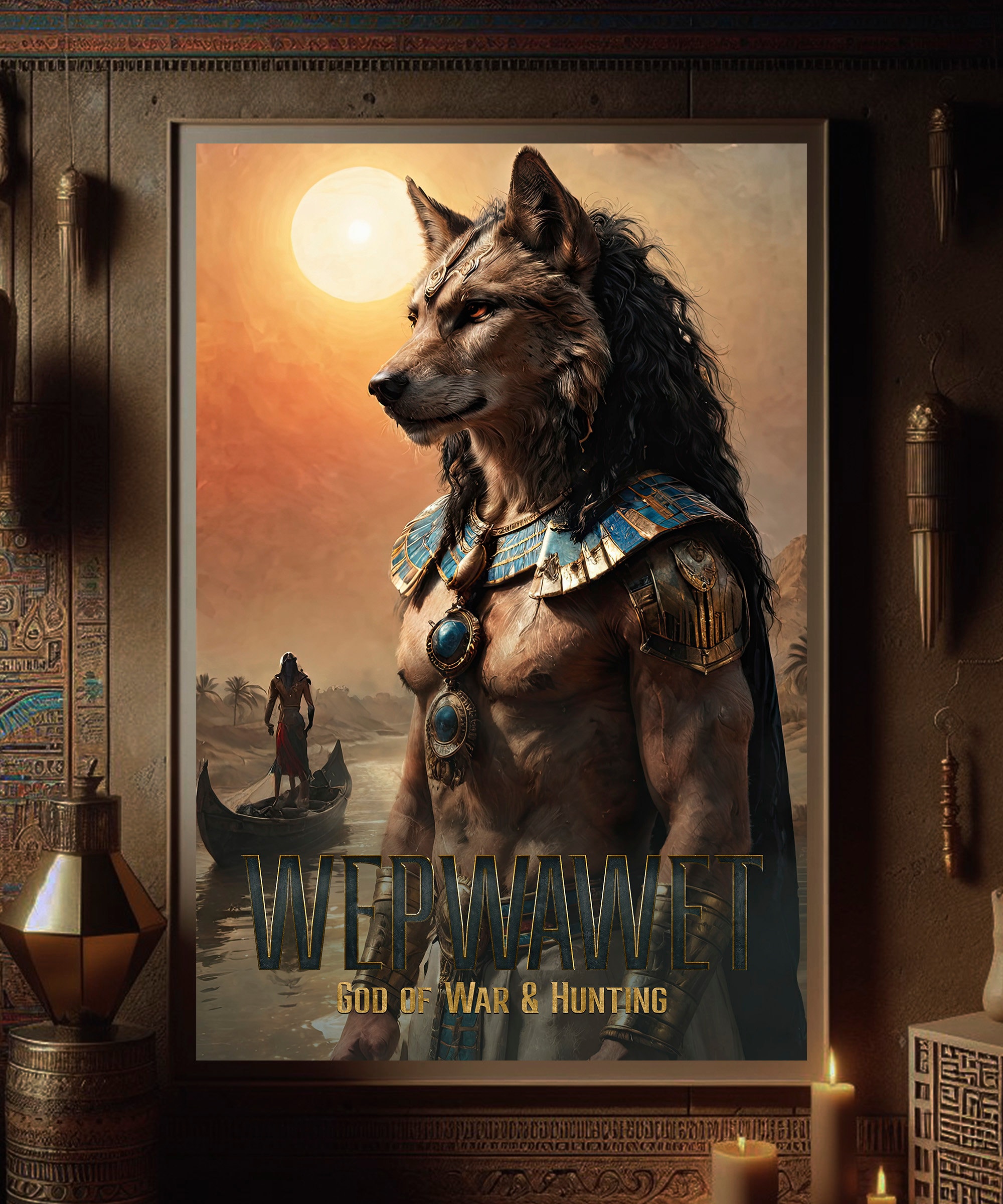 Ancient Egyptian God Wepwawet Wolf Wall Art Print, Digital Poster ...