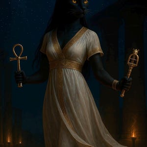 Bastet Egyptian Goddess Wall Art | Mystical Cat Goddess Digital ...