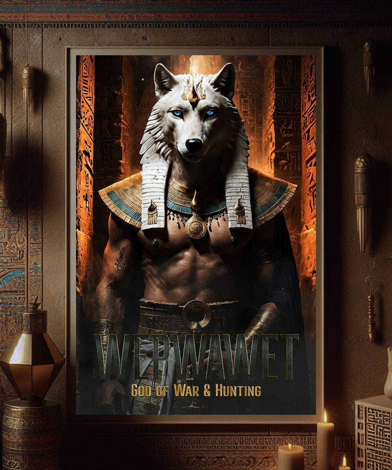 Ancient Egyptian God Wepwawet Wolf Wall Art Print, Digital Poster ...