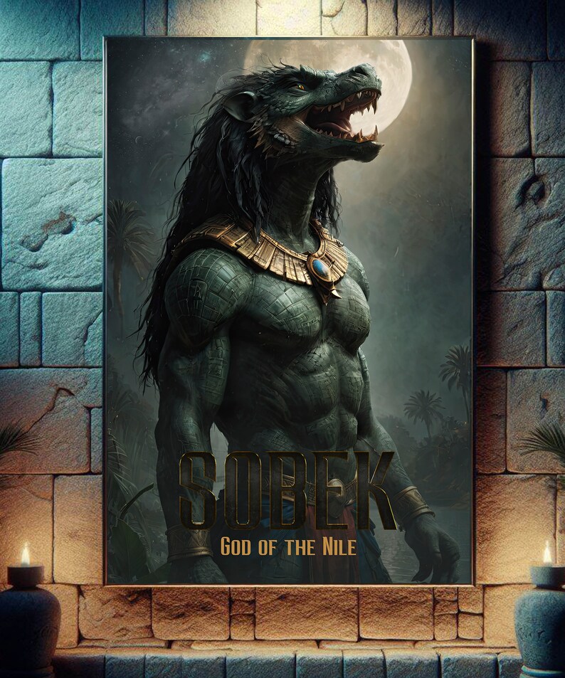 Sobek God of the Nile Egyptian Deity Digital Art Print | Instant ...
