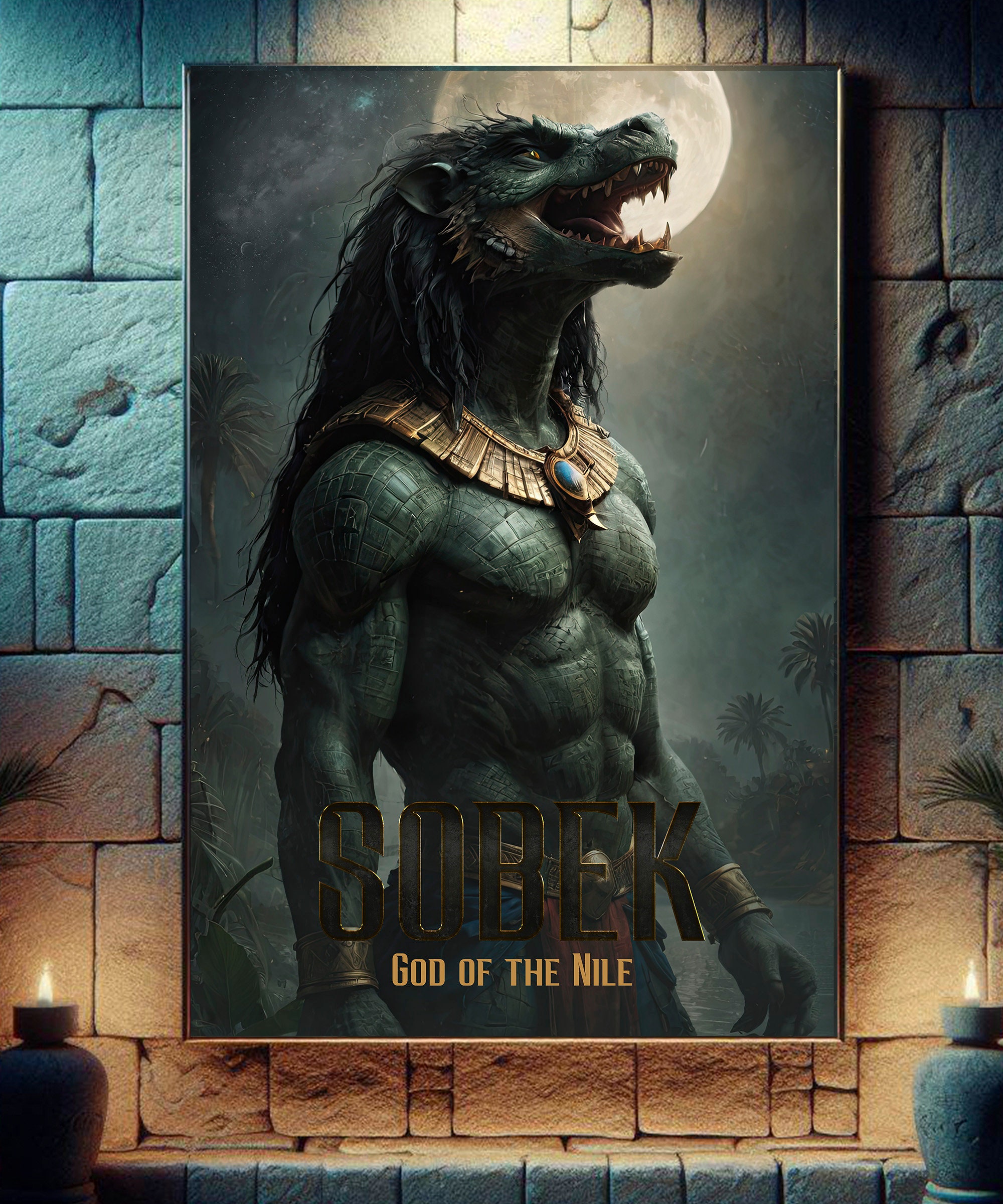 Sobek God of the Nile Egyptian Deity Digital Art Print | Instant ...