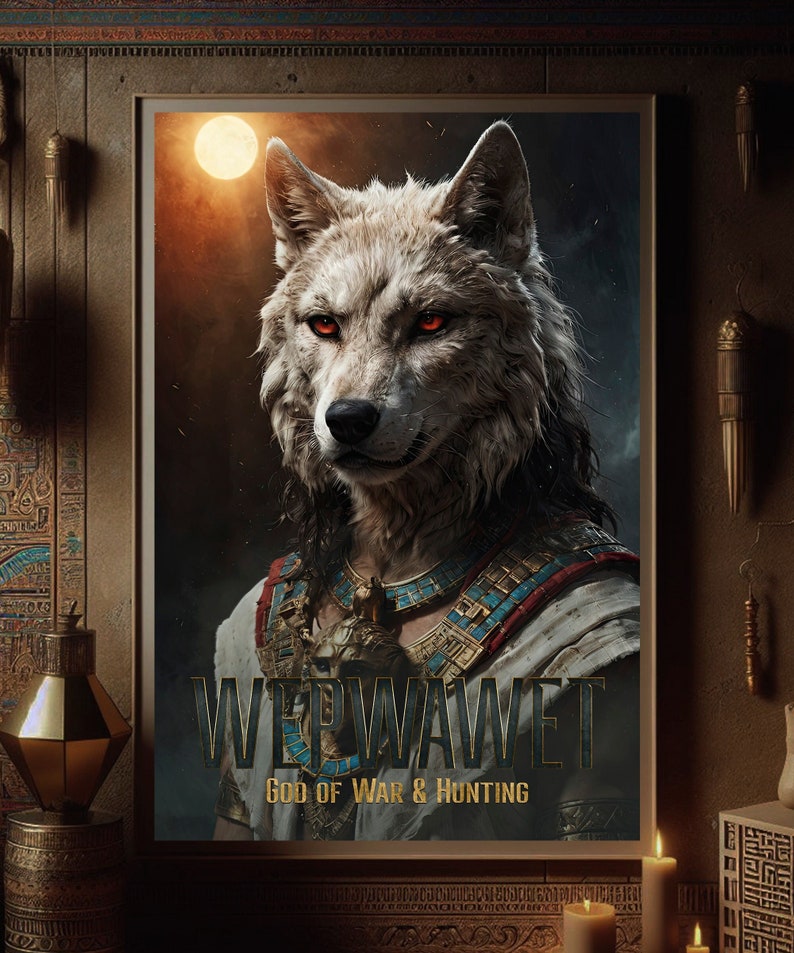 Ancient Egyptian God Wepwawet Wolf Wall Art Print, Digital Poster ...