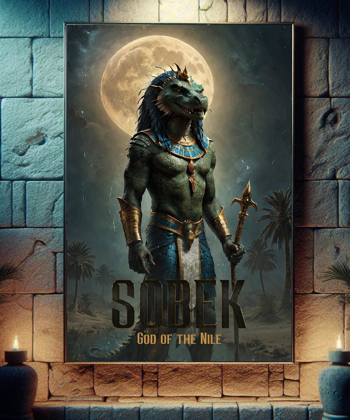 Sobek God of the Nile Egyptian Deity Digital Art Print | Instant ...