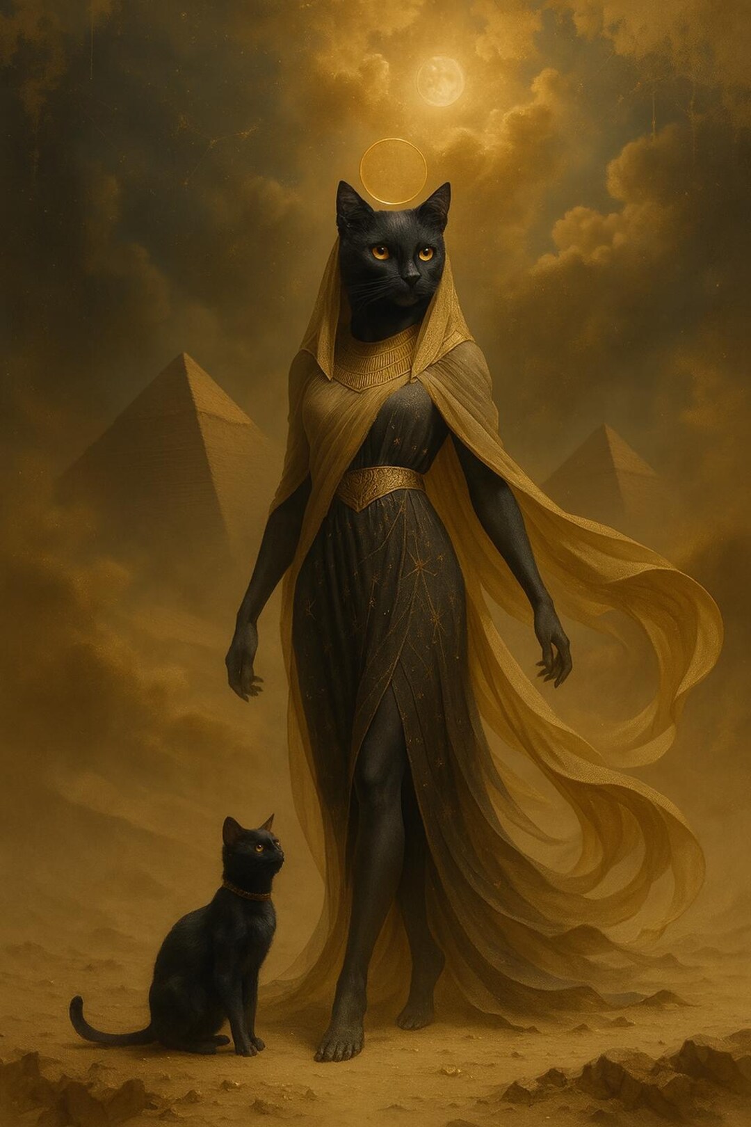 Bastet Cat-headed Goddess Wall Art, Hyperreal Photoreal Print ...