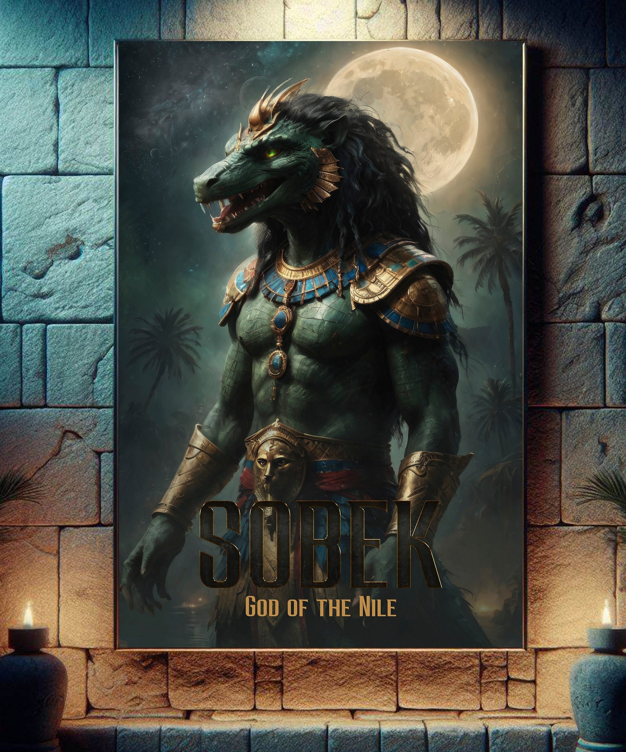 Sobek God of the Nile Egyptian Deity Digital Art Print | Instant ...