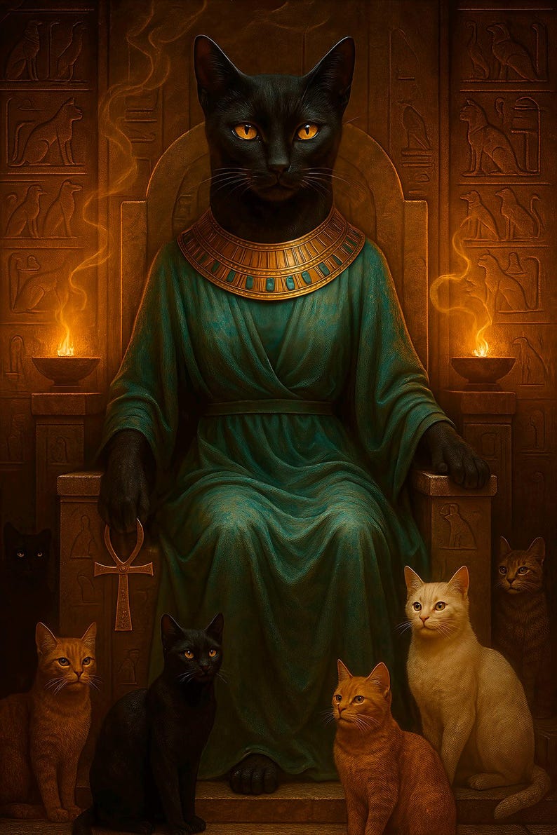 Bastet Art Print: Egyptian Cat Goddess Poster Set (digital Download) - Etsy