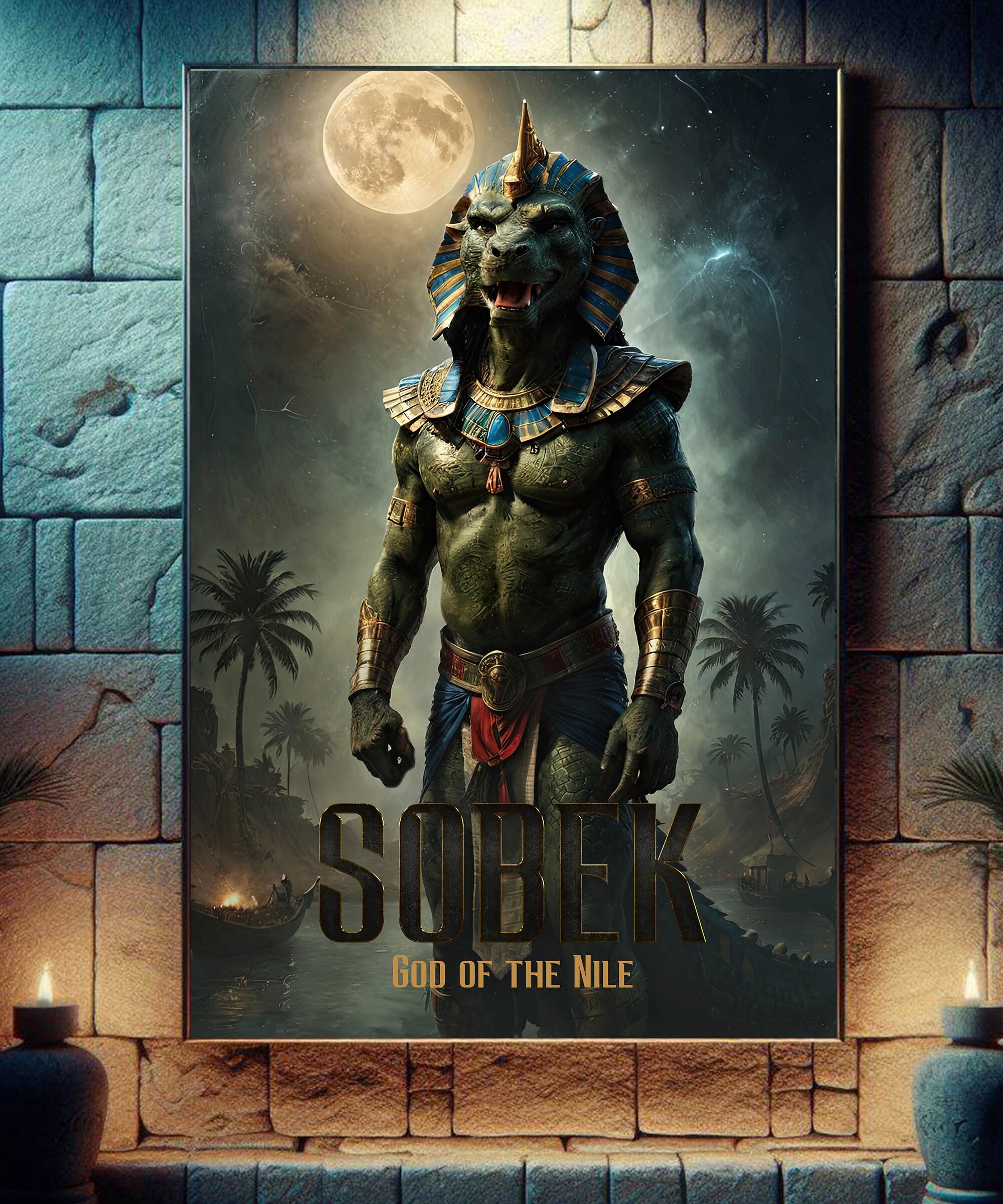 Sobek God of the Nile Egyptian Deity Digital Art Print | Instant ...