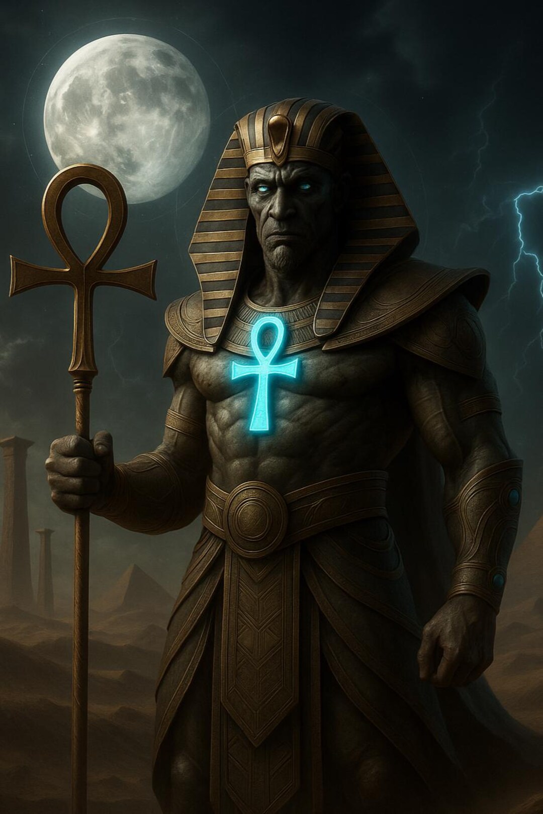 Egyptian Pharaoh Wall Art, Hyperreal Photoreal Print, Dark Aesthetic ...
