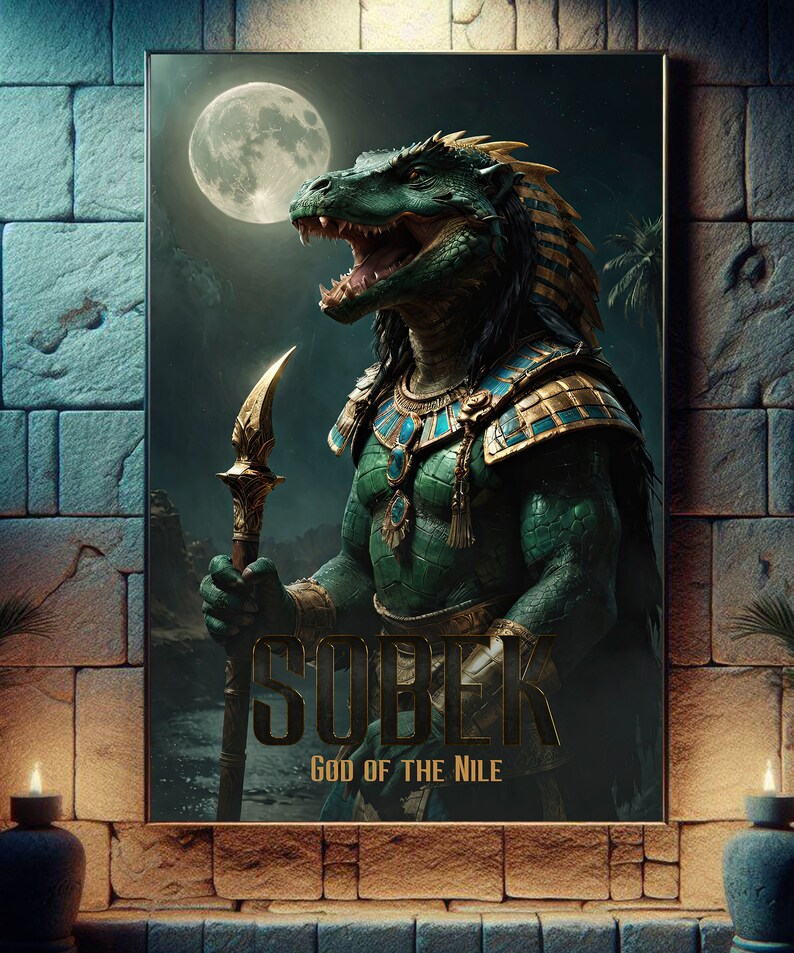 Sobek God of the Nile Egyptian Deity Digital Art Print | Instant ...
