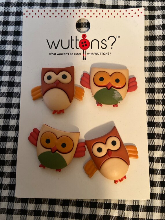 Wutton Owl Buttons 4 Detailed Buttons 1.25 Inches 2 Styles - Etsy
