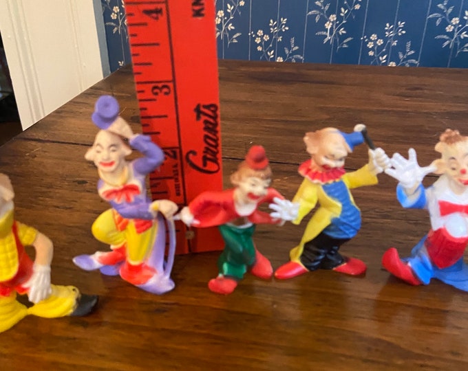 Vintage Collection of 6 Clown Cake Toppers Each One Colorful and ...