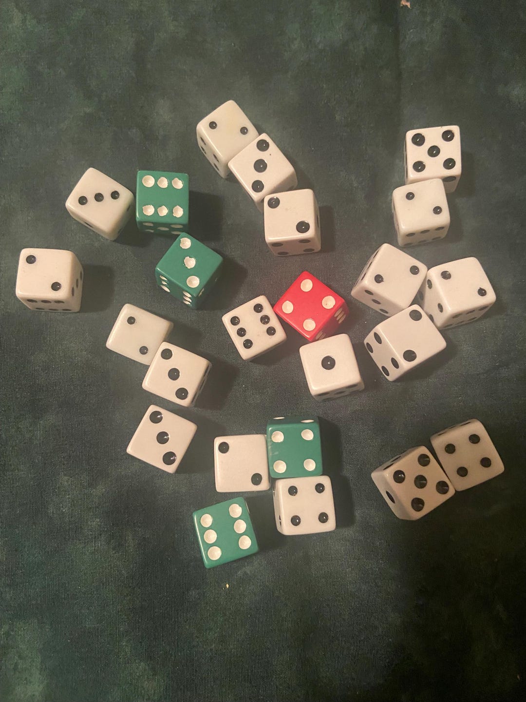 Collection of 24 Half Inch Dice! A Few Green a Red and the Rest Black ...