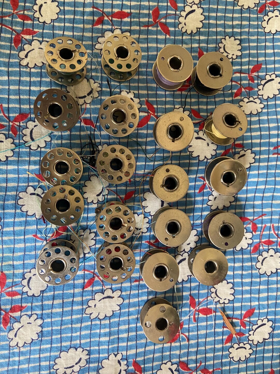 Vintage Collection of 21 Metal Sewing Bobbins, Possibly From Treadles ...