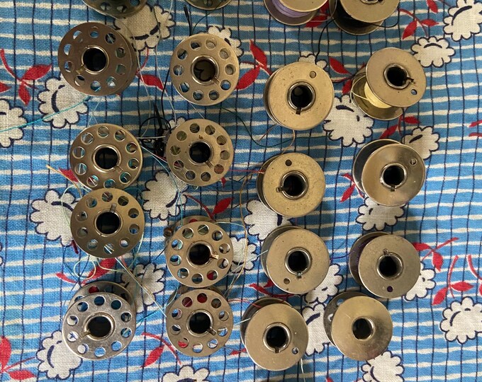 Vintage Collection of 21 Metal Sewing Bobbins, Possibly From Treadles ...