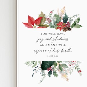 Luke 1:14, Bible Verse Wall Art, Christmas Print, Holiday Decor, Winter ...