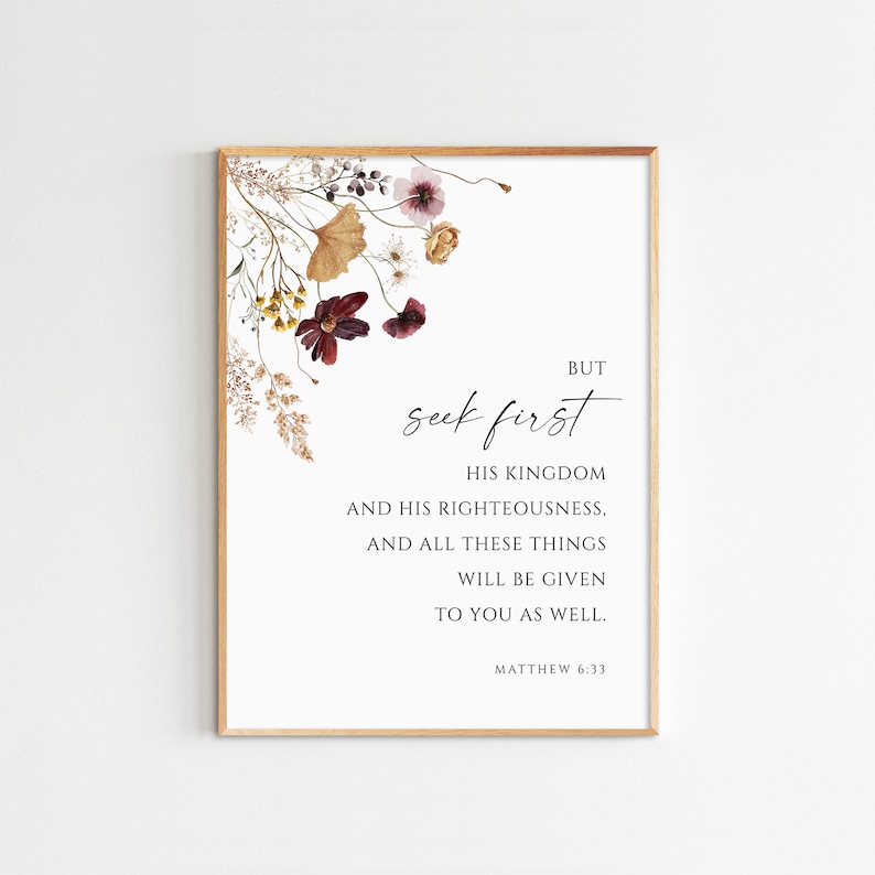 Matthew 6:33-34 Bible Verse Wall Art Watercolor Scripture Wild - Etsy