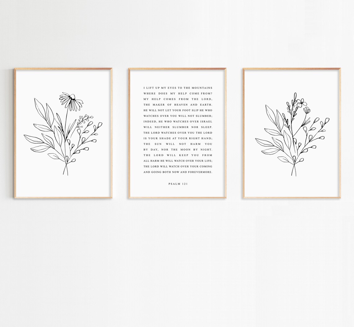 Psalm 121 Bible Verse Wall Art Printable Scripture Botanical - Etsy