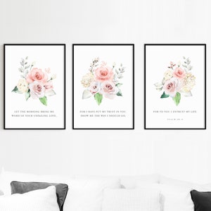 Psalm 143:8 Floral Print Set - Christian Scripture Wall Art (digital ...