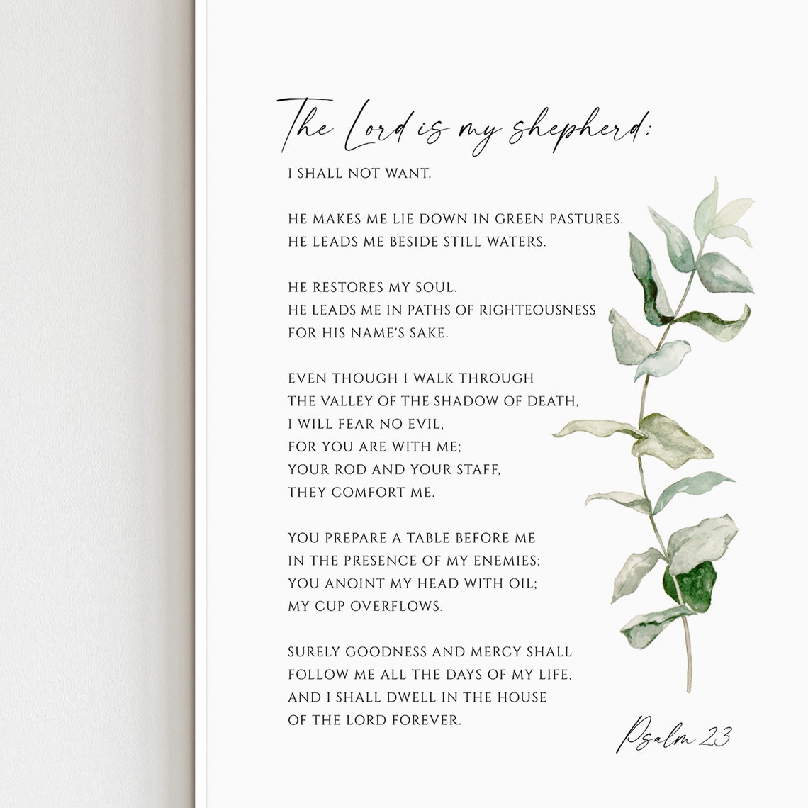The Lord is My Shepherd Psalm 23 Bible Verse Prints Printable | Etsy