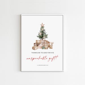 2 Corinthians 9:15, Christmas Print, Christmas Wall Art, Holiday Wall ...