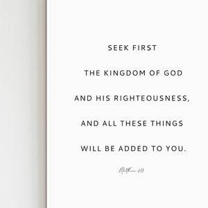 Matthew 6:33, Seek First the Kingdom of God, Bible Verse Wall Art ...
