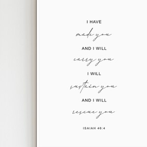 Isaiah 46:4, Bible Verse Wall Art Printable Scripture Bible Quote ...