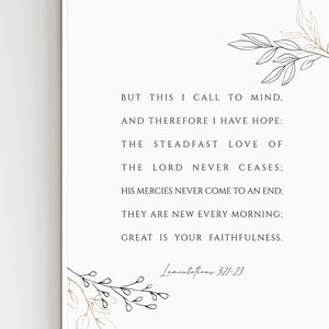 Lamentations 3:23 His Mercies Are New Every Morning, Bible Verse Wall ...