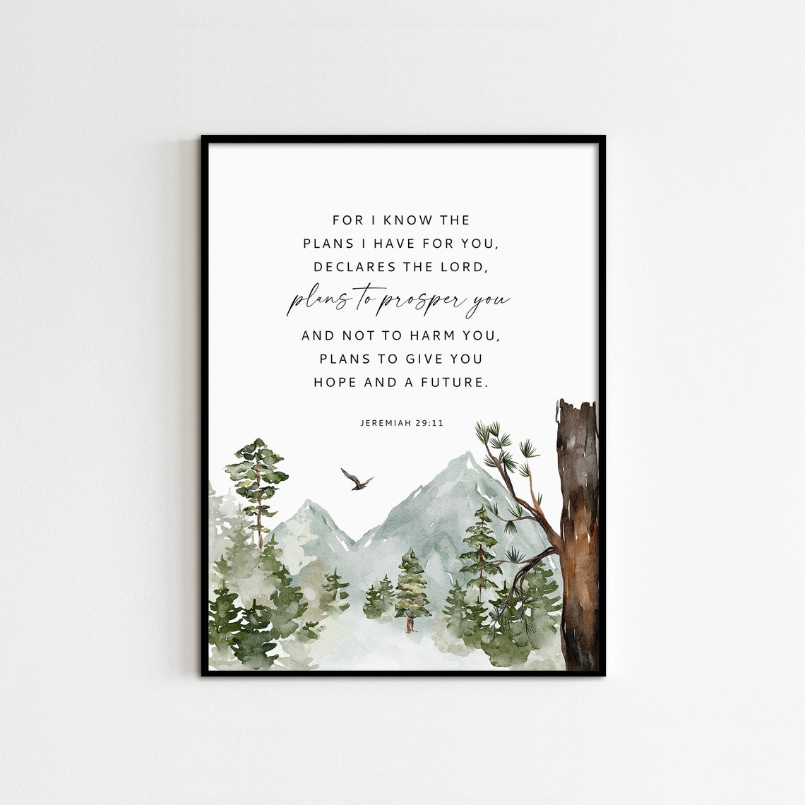 Jeremiah 29:11 Bible Verse Wall Art Printable Scripture Christian Gifts ...