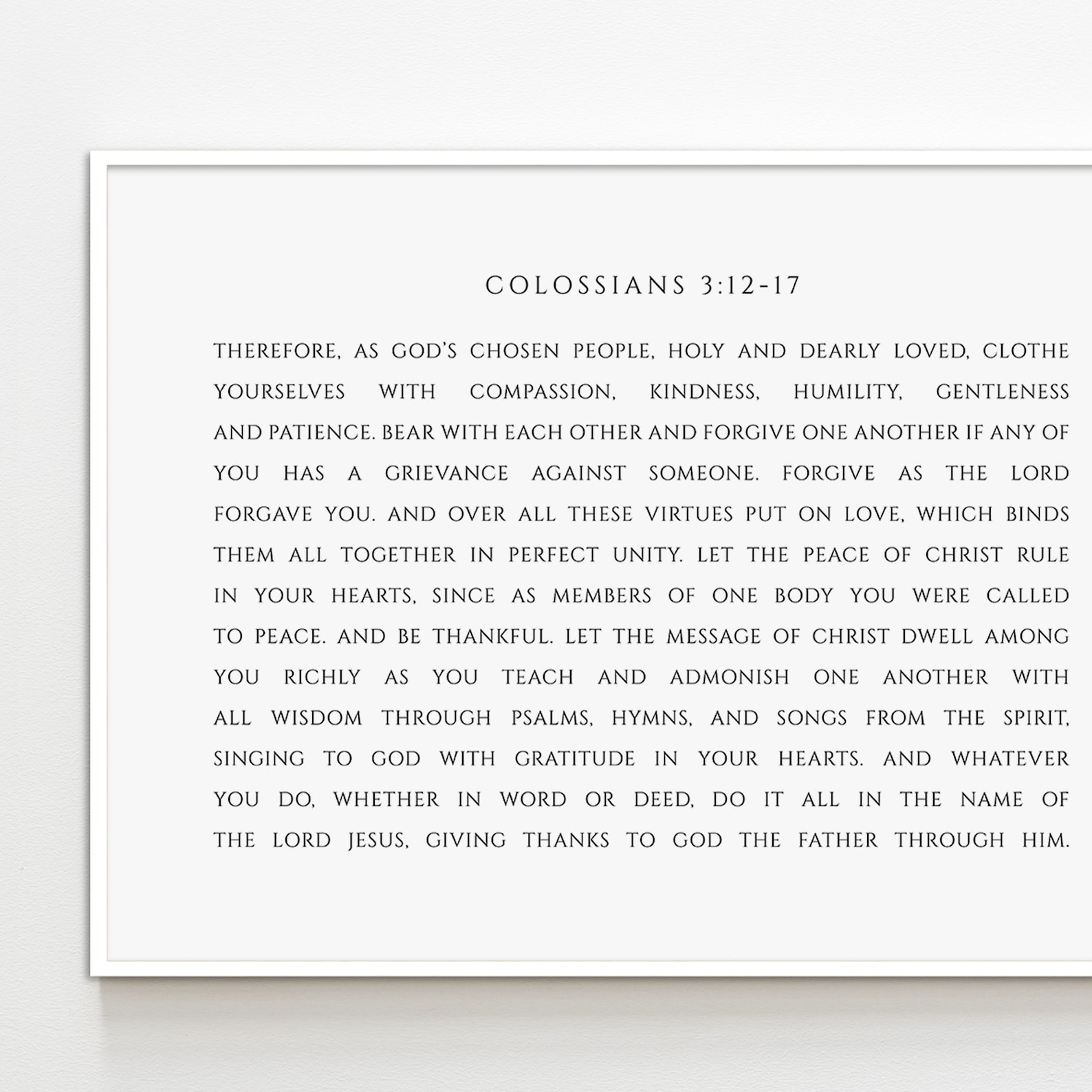 Colossians 3:12-17 Bible Verse Wall Art Printable Scripture Religious ...