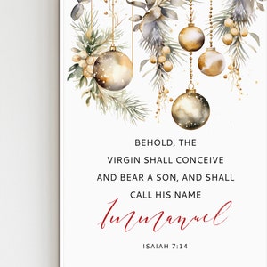 Isaiah 7:14 Christmas Bible Verse Print, Holiday Wall Decor (digital ...