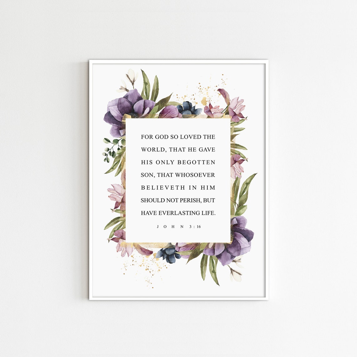 John 3:16 for God so Loved the World Bible Verse Wall Art | Etsy