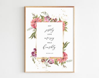 Bible Verse Printable Micah 6:8 Do Justly Love Mercy Walk - Etsy