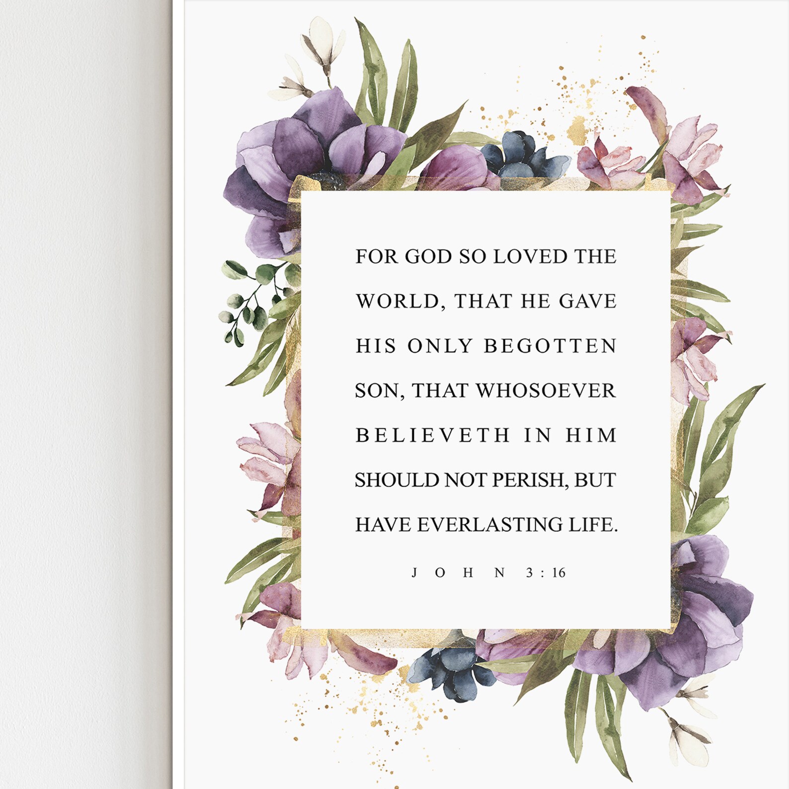 John 3:16 for God so Loved the World Bible Verse Wall Art | Etsy