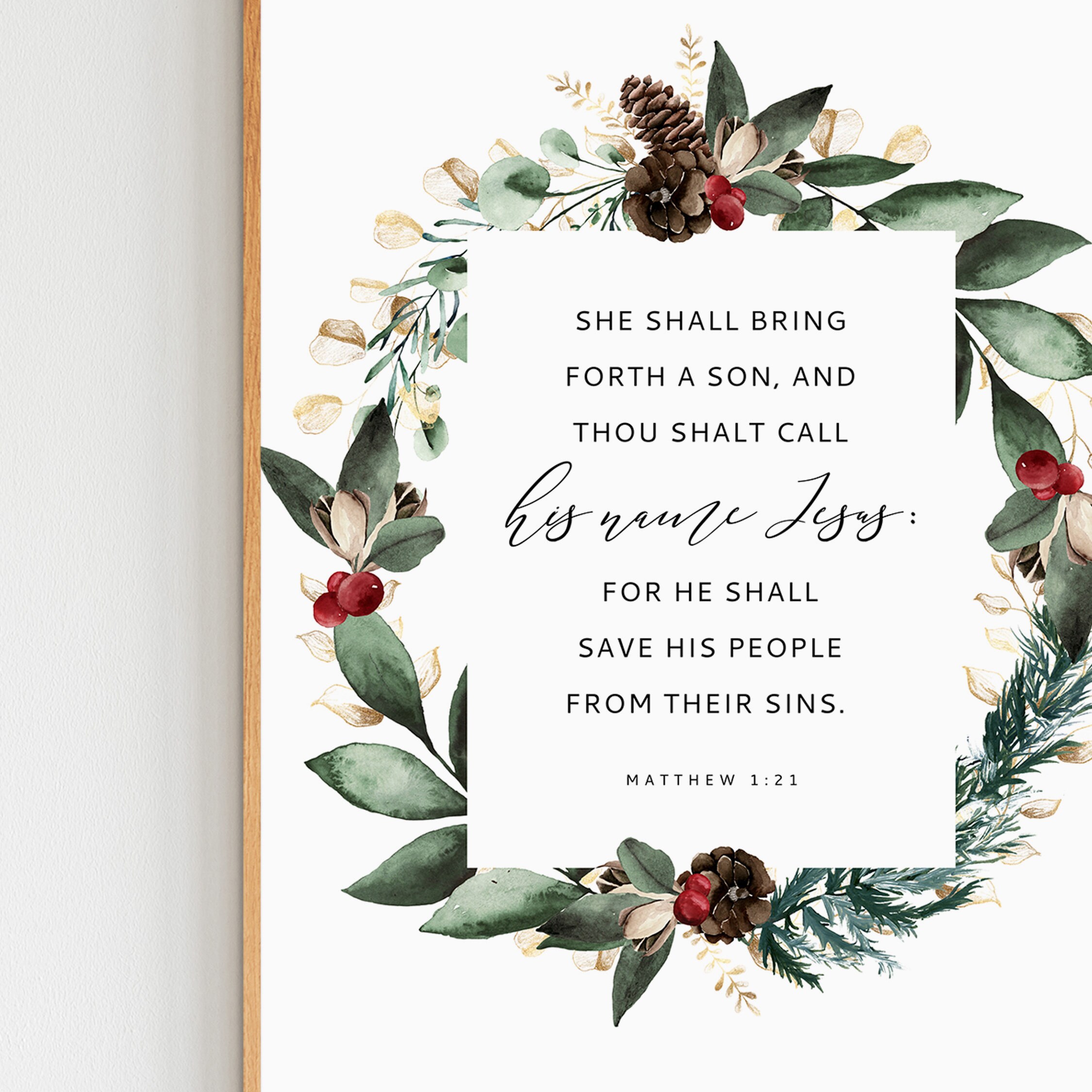 Matthew 1:21 Bible Printable Verse Wall Art Christmas Wall - Etsy