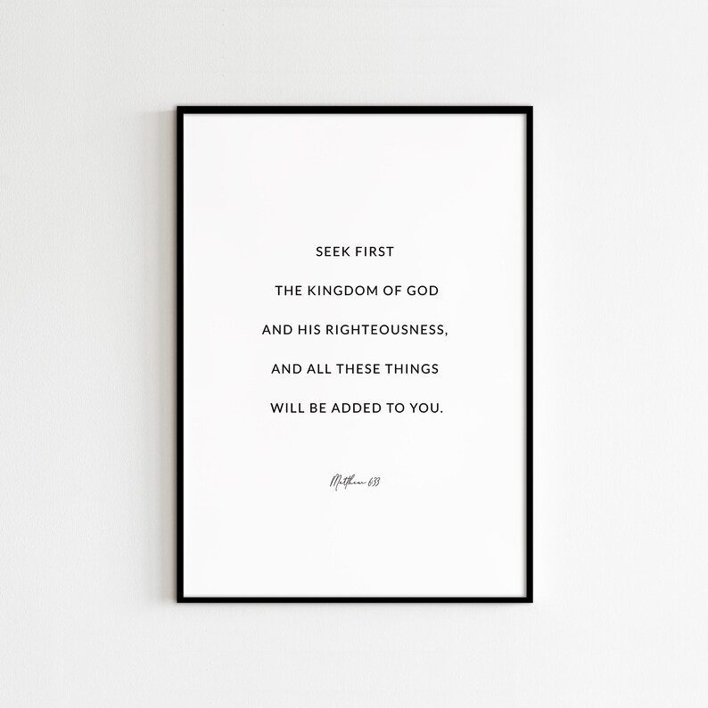 MATTHEW 6:33 Seek First the Kingdom of God Bible Verse Wall - Etsy